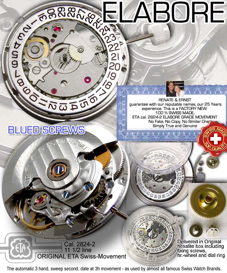 MOVMENT ETA 2824-2A AUTOMATIC, ELABORE LUXURY HIGH END VERSION, COTE DE ...